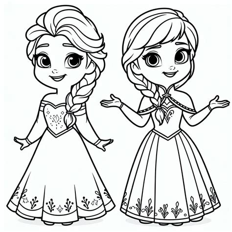 Coloriage Elsa Et Anna à Imprimer Et Dessin