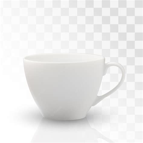 투명 한 흰색 배경에 고립 된 흰색 컵 프리미엄 벡터