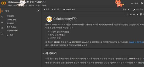 파이썬 기본 인터넷에서 간편하게 구동할 수 있는 구글 코랩colaboratory 소개