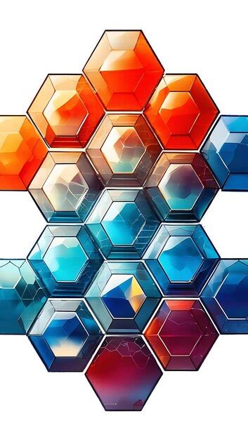 Patterned Hexagons In Grid On Plain White Background Premium Ai