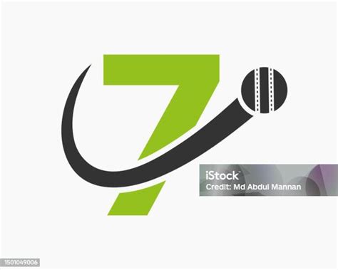 편지 7 크리켓 클럽 기호를 위한 움직이는 공 아이콘이 있는 크리켓 개념 크리켓 선수 사인 Championship에 대한 스톡 벡터 아트 및 기타 이미지 Istock