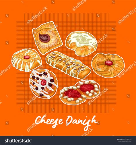 Set Vector Illustration Cheese Danish Bread Stock Vector Royalty Free 1274246716 Shutterstock