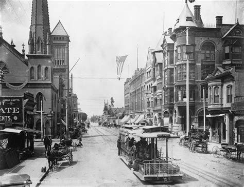 A New Cable Line On Broadway Downtown Los Angeles June 1889 Martin