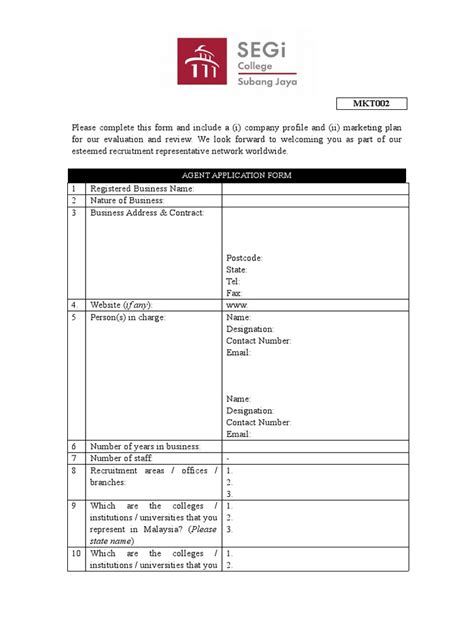Agent Application Form Scsj 2 Pdf