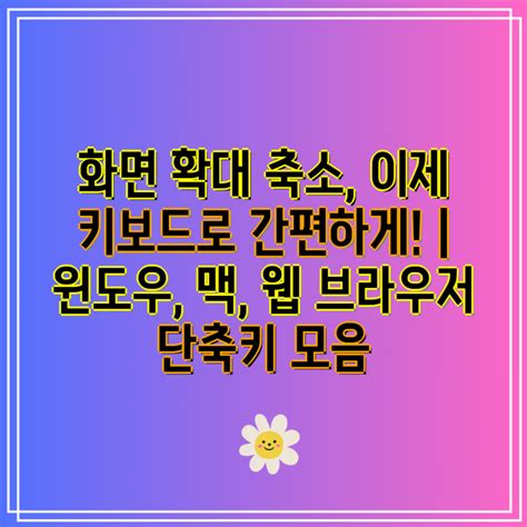 화면 확대 축소 이제 키보드로 간편하게 윈도우 맥 웹 브라우저 단축키 모음 네이버 블로그