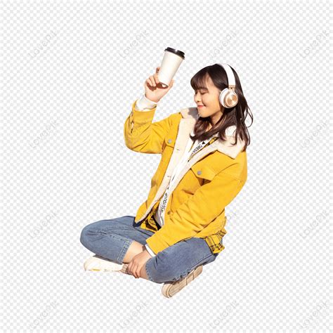 음악을 듣고 소녀 Png 일러스트 무료 다운로드 Lovepik