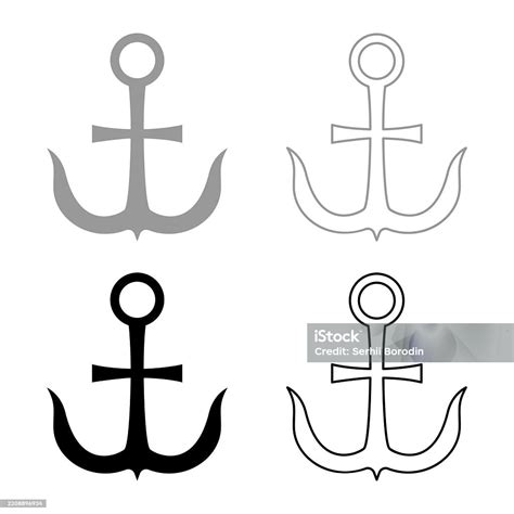 크로스 앵커 크러셔 Yagir 세트 아이콘 회색 블랙 컬러 벡터 일러스트 레이 션 이미지 솔리드 채우기 개요 윤곽선 선 얇고 평평한 스타일 검은색에 대한 스톡 벡터 아트 및