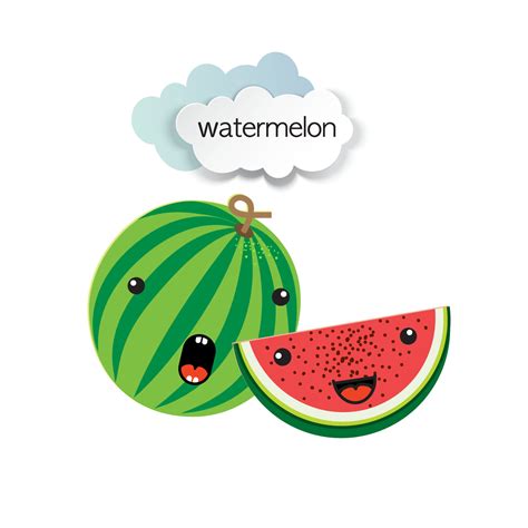 Cute Watermelon And Watermelon Slice And Paper Cut Clouds 12912753 Vector Art At Vecteezy