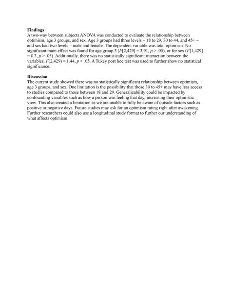 Lab 6 Write Up For Lab Assignment With Proper Formatting Findings A Two Way Between