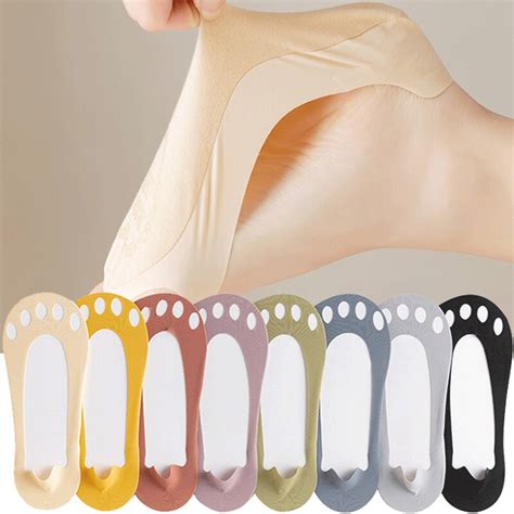 하이힐 아이스 실크 다섯 손가락 보트 양말 얕은 입 여성용 여름 얇은 오픈 토 실리콘 미끄럼 방지 보이지 않는 양말 Aliexpress