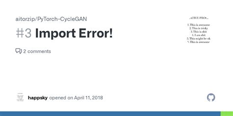 Import Error · Issue 3 · Aitorzippytorch Cyclegan · Github