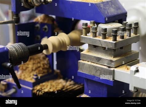 Wood Carving Process Using Woodturning Lathe Selective Focus Stock
