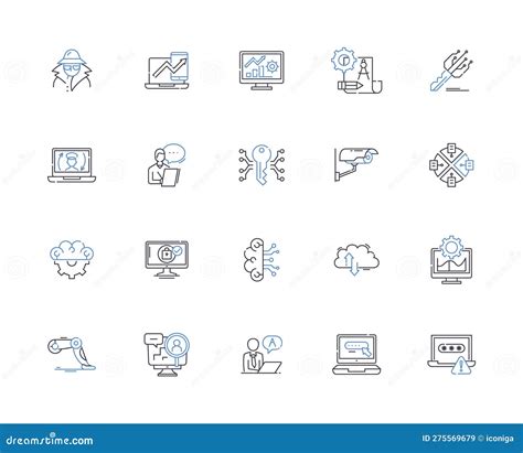 Cloud Line Icons Collection. Virtualization, Elasticity, Scalability, Availability, Automation ...