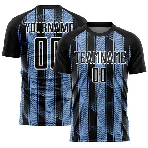 Custom Black Light Blue White Abstract Network Sublimation Soccer