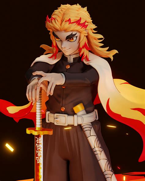 Rengoku Kyoujurou Finished Projects Blender Artists Community