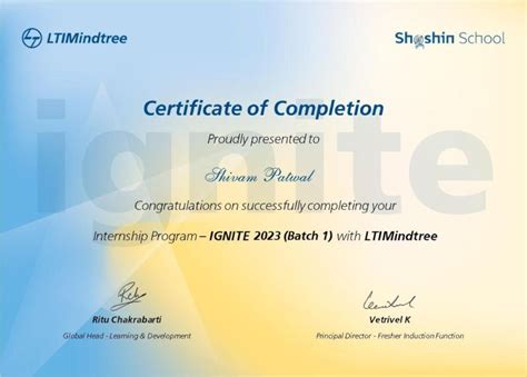 shivam patwal on linkedin ltimindtree internship2023