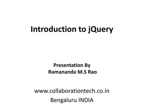 Introduction To Jquery Pptx