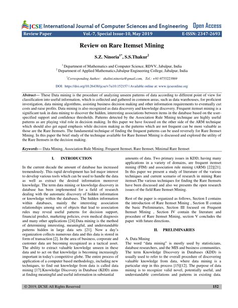 pdf review on rare itemset mining