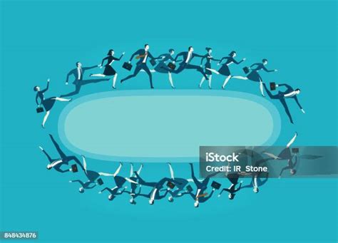 기어 서클 마법사를 실행 하는 비즈니스 젊은 사람들의 많은 바쁜 비즈니스 생활 성과 및 경쟁 개념 감독에 대한 스톡 벡터 아트