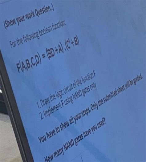 Solved Show Your Work Question For The Following Boolean