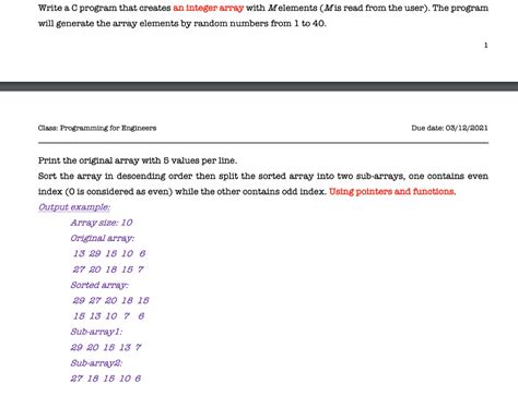Solved Write A C Program That Creates An Integer Array With