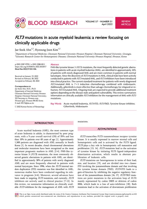 Pdf Flt3 Mutations In Acute Myeloid Leukemia A Review Focusing On Clinically Applicable Drugs