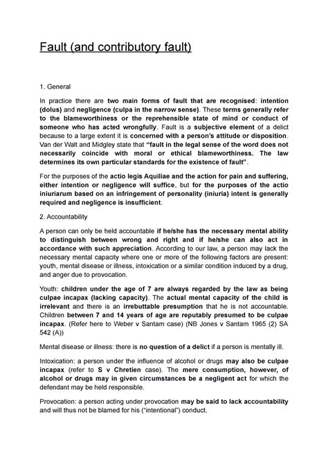 Fault And Contrubutory Fault Fault And Contributory Fault General