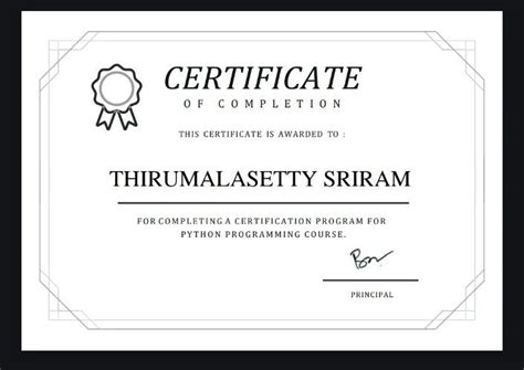 Sriram Thirumalasetty On Linkedin Pythonprogramming Certification