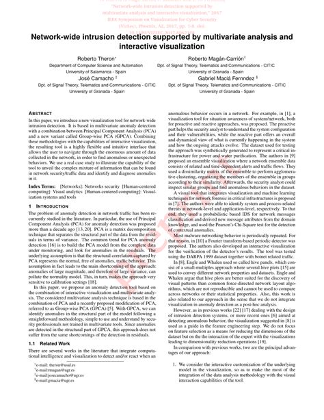 Pdf Network Wide Intrusion Detection Supported By Multivariate Analysis And Interactive