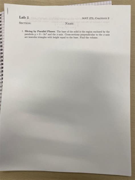 Solved 1 Slicing By Parallel Planes The Base Of The Solid