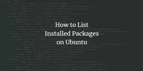 How To List Installed Packages On Ubuntu VITUX
