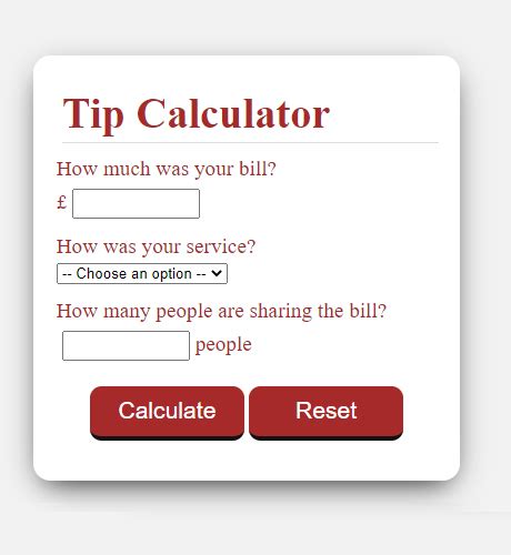 Github Danieltsiangtipcalculator Javascript A Tip Calculator Built Using Javascript And