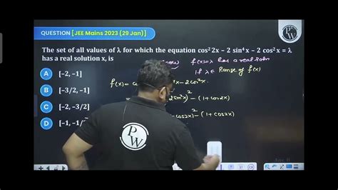 the set of all values of a for which the equation cos²2x2 sinx 2 cos2x