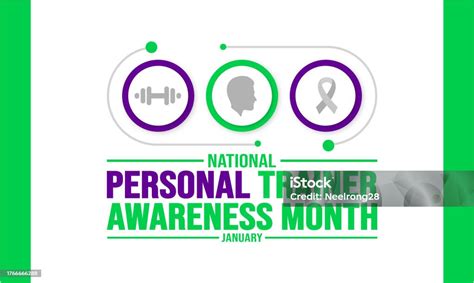 1월은 전국 개인 트레이너 인식의 달 배경 템플릿입니다 휴일 개념 배경 배너 플래카드 카드 및 포스터 디자인 템플릿 텍스트 비문 및 표준 색상 9월에 대한 스톡 벡터 아트