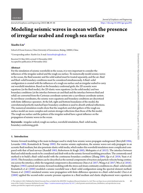 Pdf Modeling Seismic Waves In Ocean With The Presence Of Irregular Seabed And Rough Sea Surface