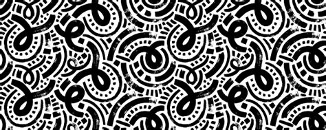 Squiggled Bold Lines With Loops And Dots Seamless Pattern Stock