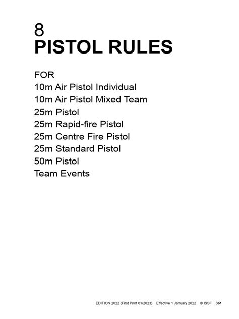 Issf Pistol Rules Book 2023 Approved Version Pdf Caliber Trigger