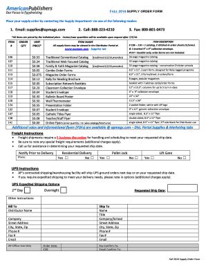 Fillable Online Fall Supply Order Form Fax Email Print Pdffiller