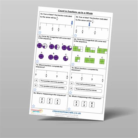 Year 2 Count In Fractions Up To A Whole Homework Resource Classroom Secrets