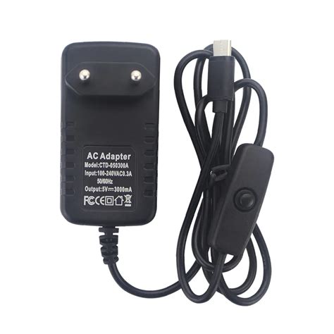 usb type c 5v 3a power adapter with on off switch universal plug power