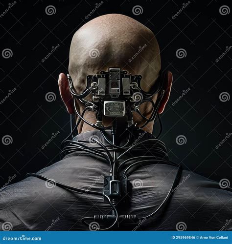 Futuristic Neural Implant Man With Electronic Device Fused To His Mind