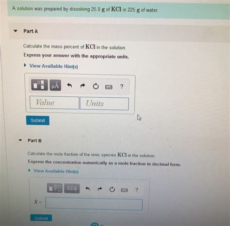 Solved A Solution Was Prepared By Dissolving 25 0 G Of KCl Chegg Com