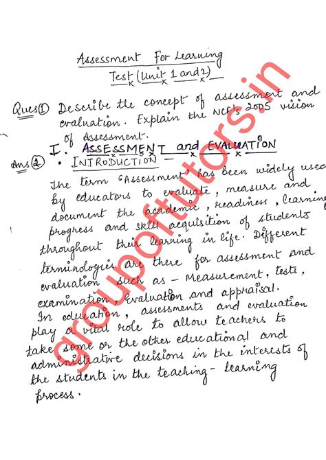Assessment And Evaluation Assignment Notes Pdf Assessment For