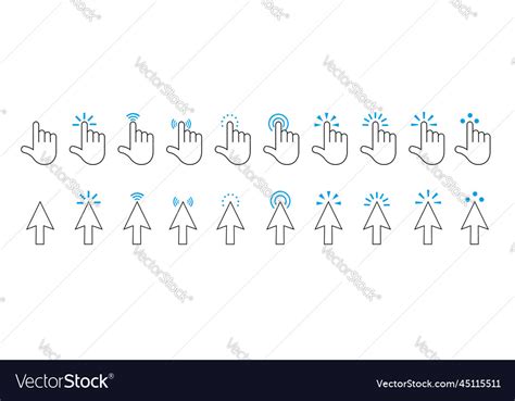 Arrow Cursor Hand Cursor Click Indicator Vector Image