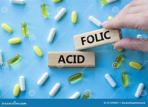 Folic Acid Symbol Wooden Blocks With Words Folic Acid Beautiful Blue