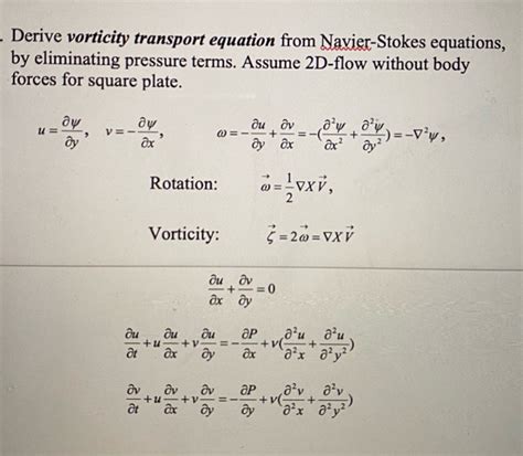 Solved Derive Vorticity Transport Equation From