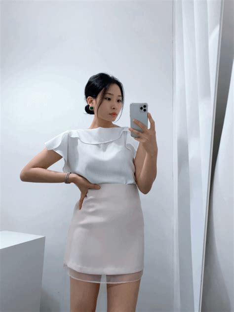 오간자 노방 미니 스커트 에이블리