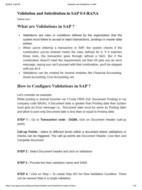 Validation And Substitution In Sap Pdf Computer Science Software