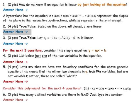 Solved 1 2 Pts How Do We Know If An Equation Is Linear By Chegg Com