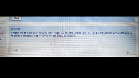 Solved Suppose That U V And W Are Non Zero Vectors In Rn